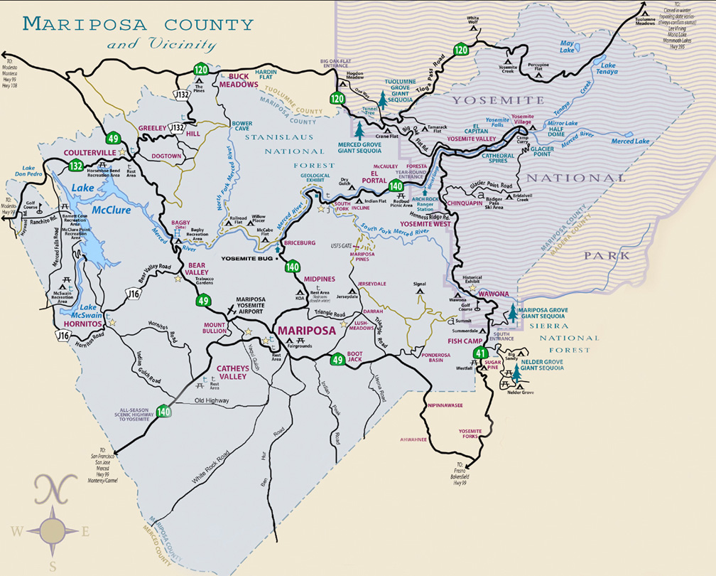 Map of Mariposa to oakhurst and vicinity